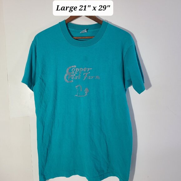Fruit of the Loom | Shirts | Vintage Copper Crest Farm Mens Aqua Blue ...